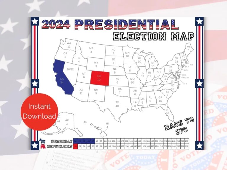 2025 Presidential Election Printable Map Tracker - Free Printable Maps ...